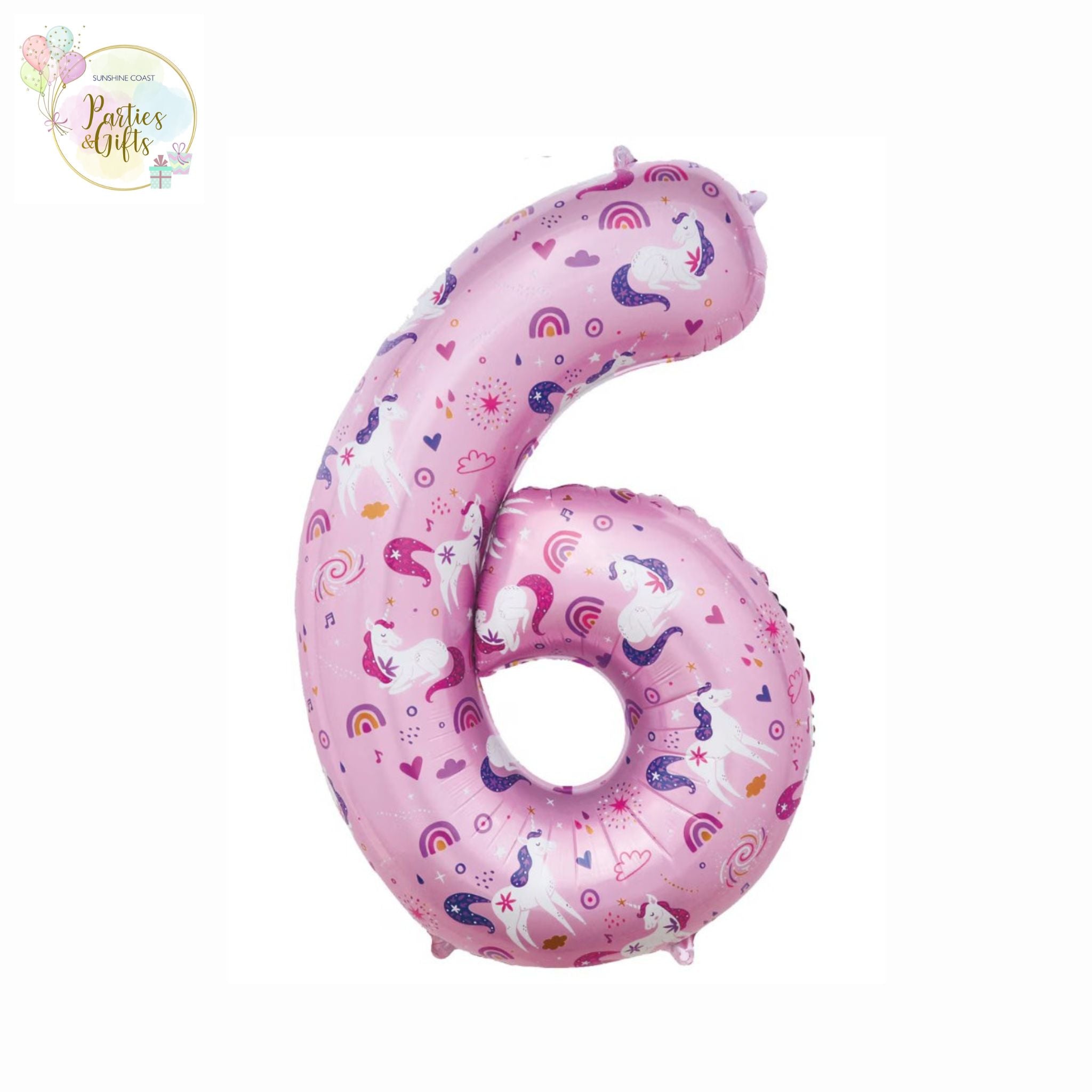 GIANT FOIL BALLOON - UNICORN NUMBER 6 - 86CM – Sunshine Coast Parties ...
