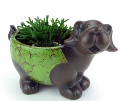 GLAZED CERAMIC DOG PLANTER - SMALL – Sunshine Coast Parties & Gifts